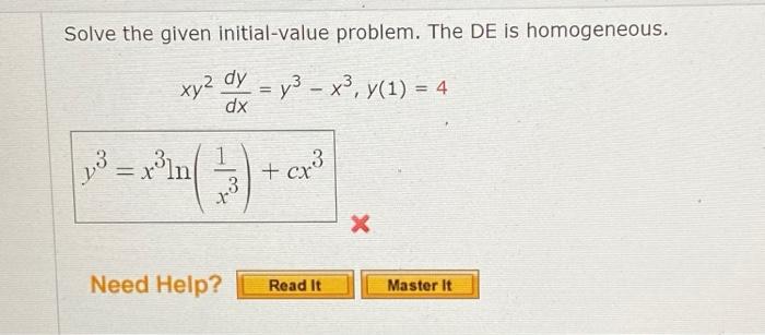 Solved Solve the given initial-value problem. The DE is | Chegg.com