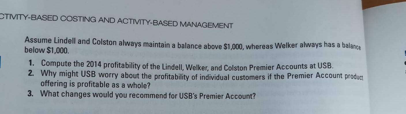 Solved IVITY-BASED COSTING AND ACTIVITY-BASED MANAGEMENT | Chegg.com