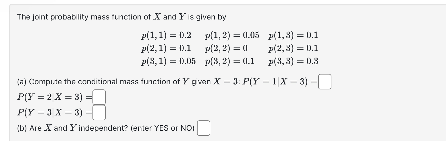 Solved The joint probability mass function of x ﻿and Y ﻿is | Chegg.com