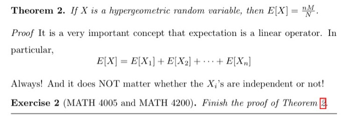 Solved Theorem 2. If X is a hypergeometric random variable, | Chegg.com