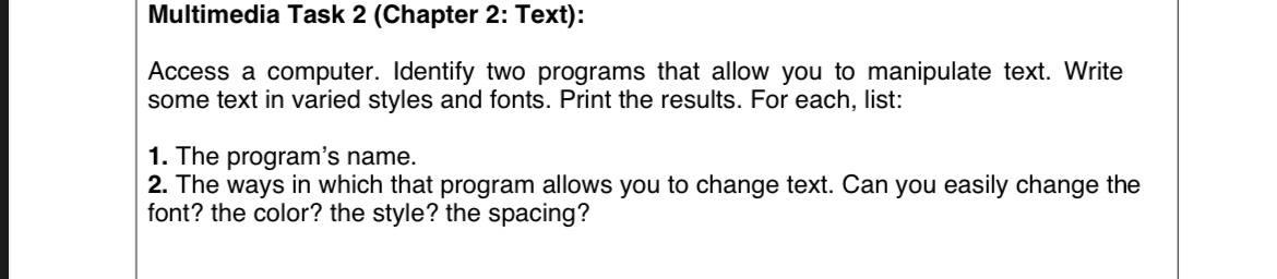 Solved Multimedia Task 2 (Chapter 2: Text): Access a | Chegg.com