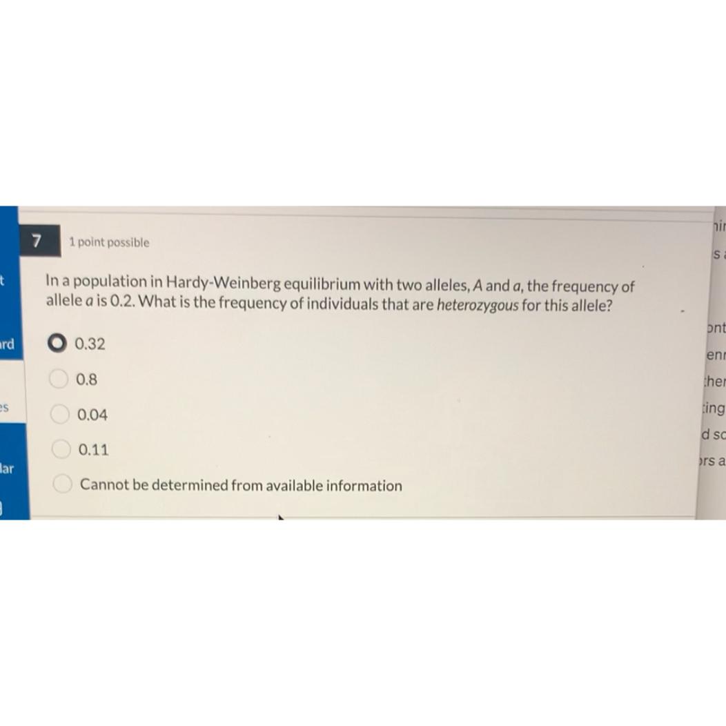 Solved 71 ﻿point possibleIn a population in Hardy-Weinberg | Chegg.com