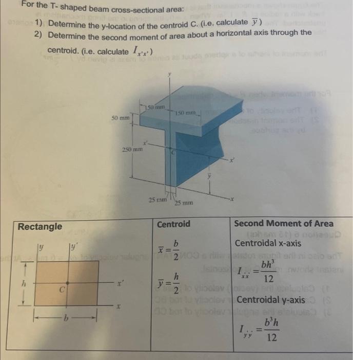 Solved For the T-shaped beam cross-sectional area: 1) | Chegg.com