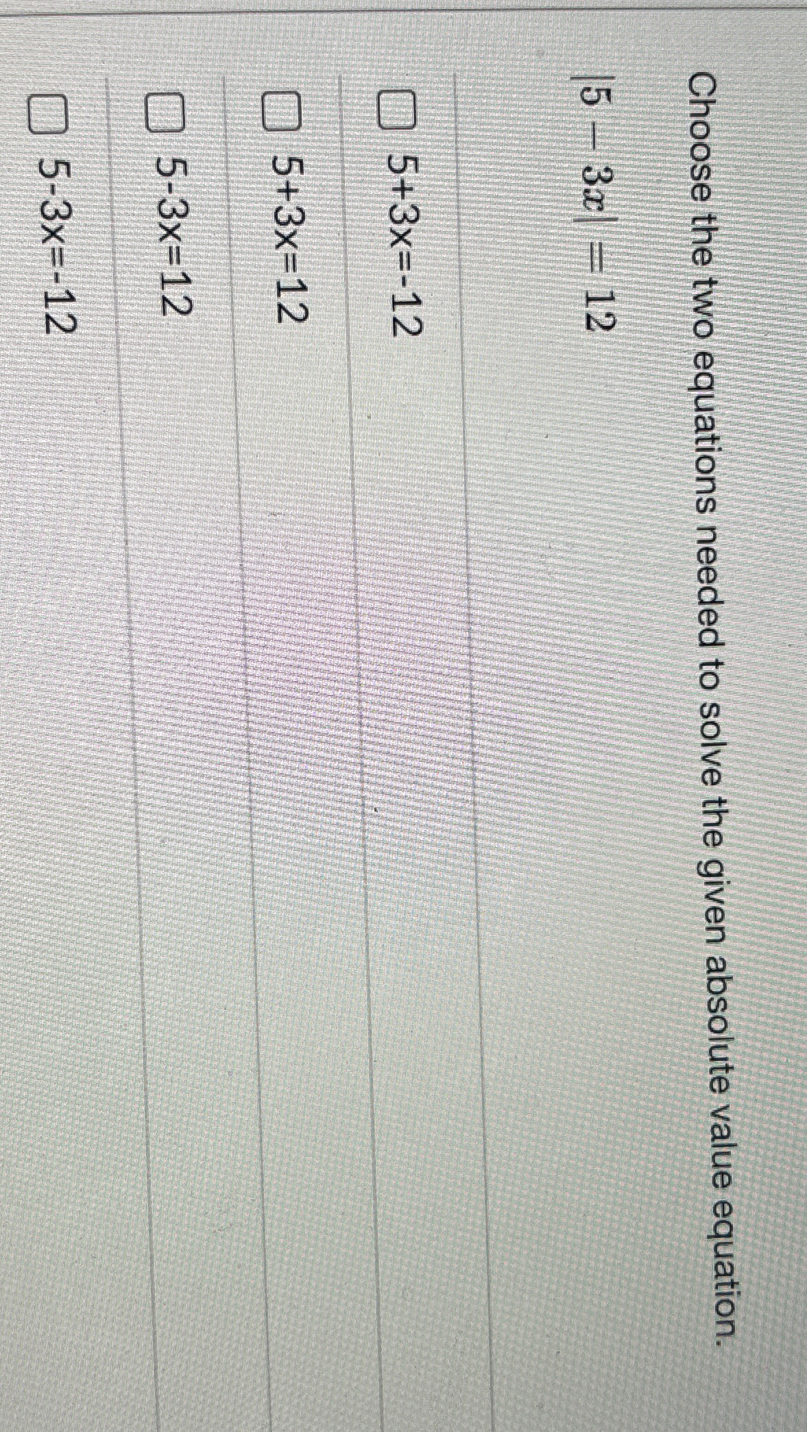 Solved Choose the two equations needed to solve the given | Chegg.com