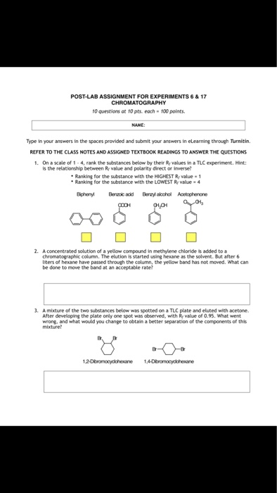 Solved POST-LAB ASSIGNMENT FOR EXPERIMENTS 6 & 17 | Chegg.com