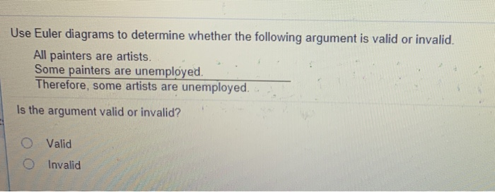 Solved Use Euler diagrams to determine whether the following | Chegg.com