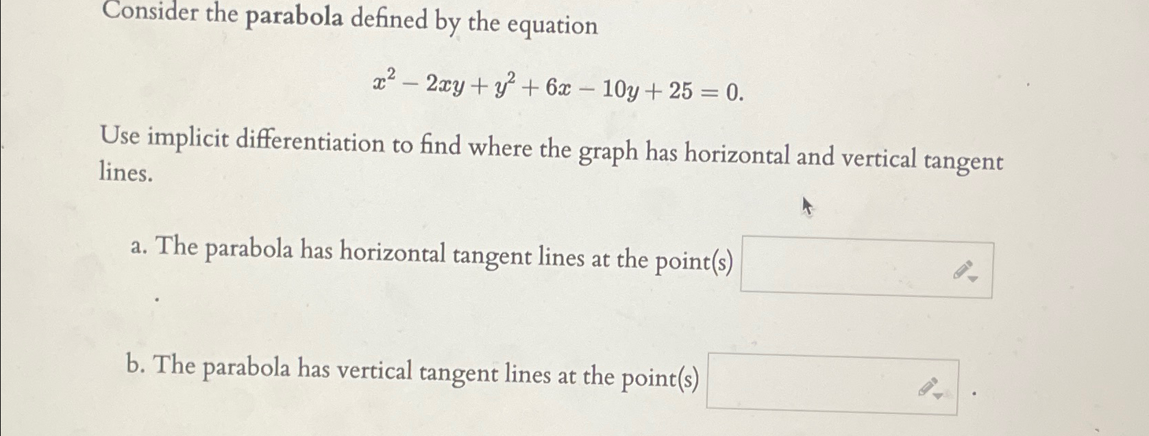 Solved Consider the parabola defined by the | Chegg.com