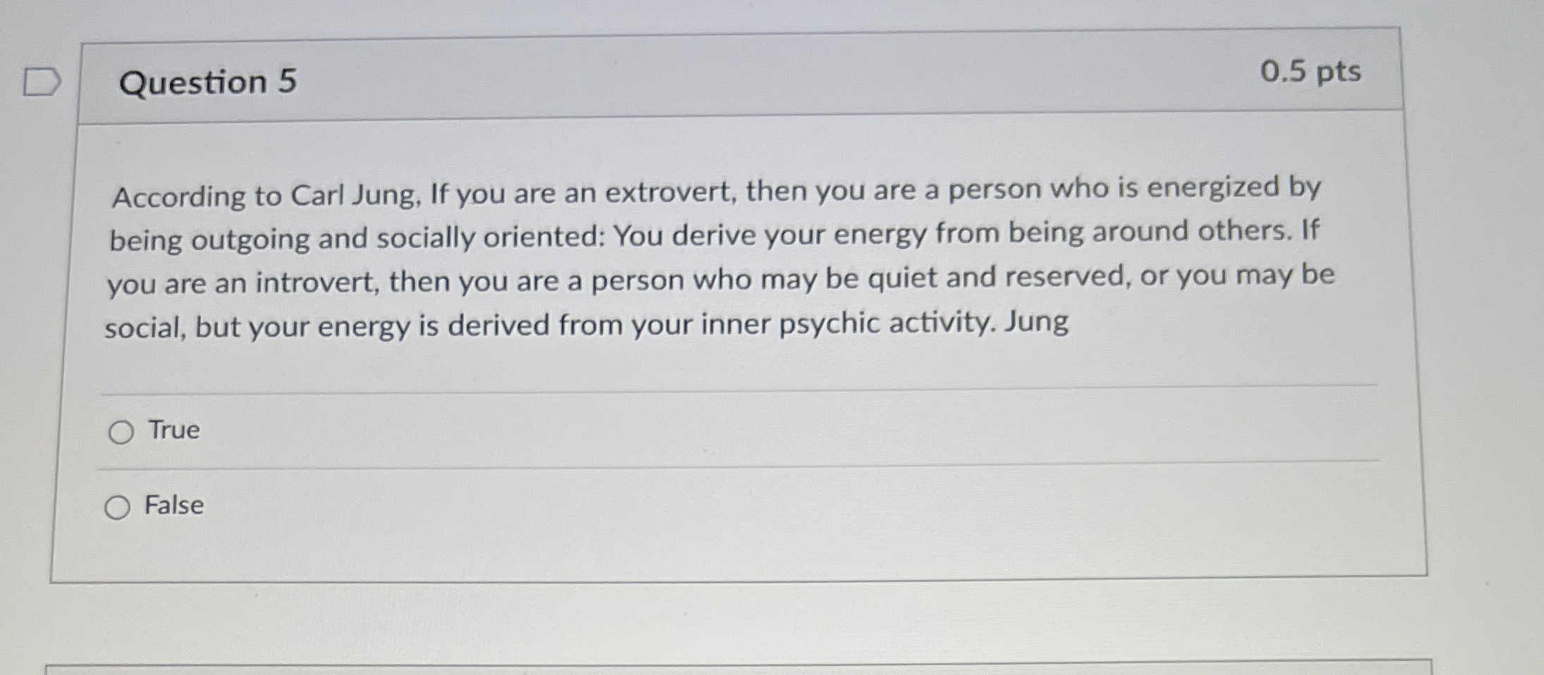 Solved Question 50.5 ﻿ptsAccording to Carl Jung, If you are | Chegg.com