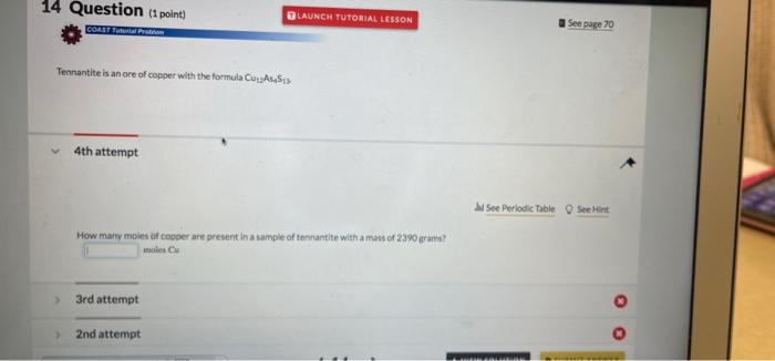 Solved 14 Question (1 point) LAUNCH TUTORIAL LESSON COAST | Chegg.com