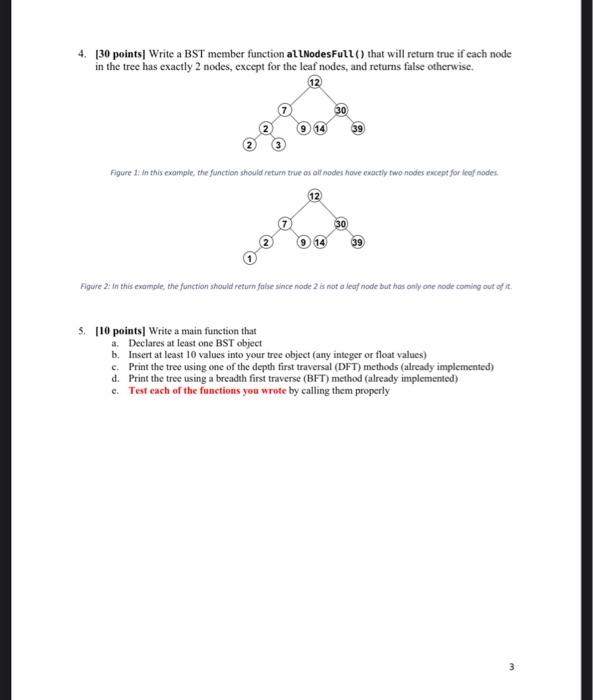 Binary Search Tree (BST) Programming Assignment Due | Chegg.com