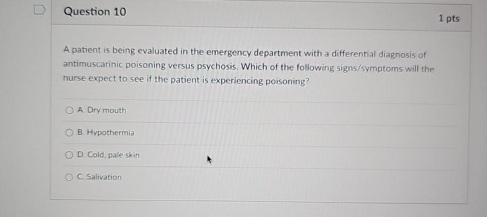 Solved Question 101ptsA patient is being evaluated in the | Chegg.com