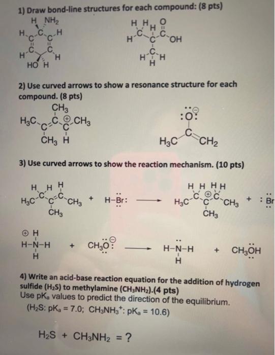 Solved 1) Draw bond-line structures for each compound: (8 | Chegg.com