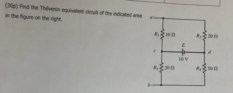 Solved (30p) Find the Thévenin equivalent circuit of the | Chegg.com