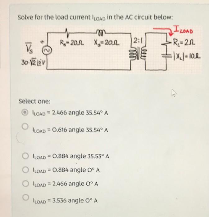 Solved Solve for the load current load in the AC circuit | Chegg.com