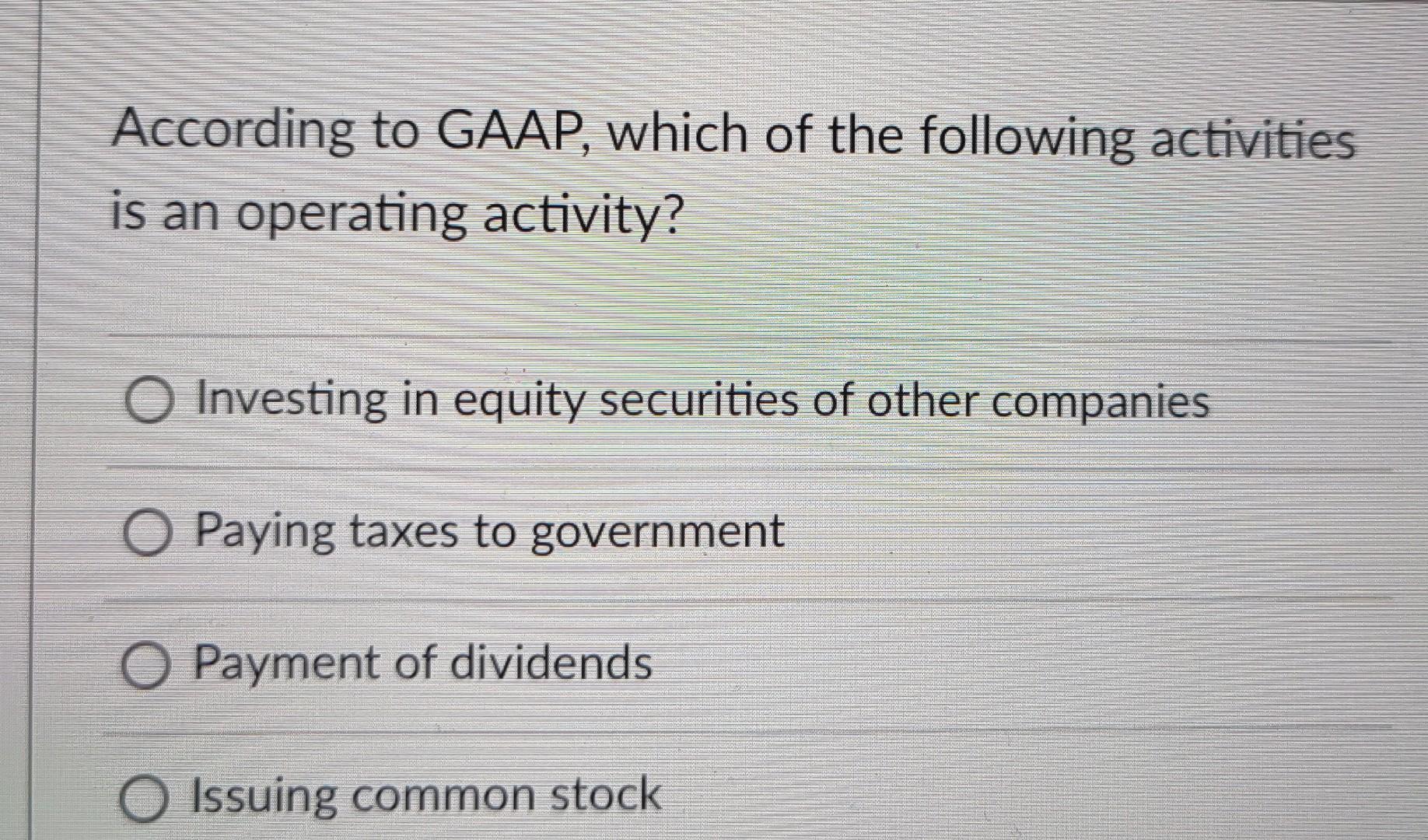 Solved According to GAAP, which of the following activities | Chegg.com