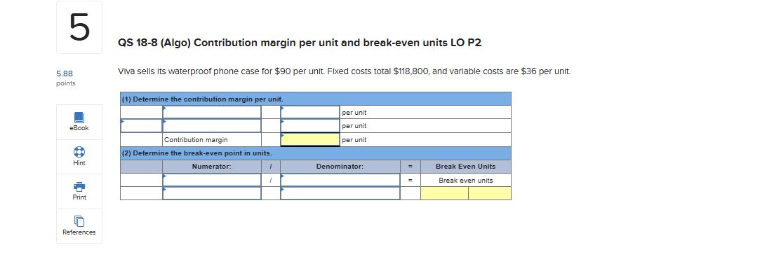 Solved QS 18-8 (Algo) ﻿Contribution margin per unit and | Chegg.com