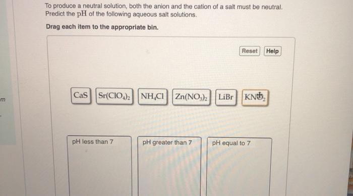 Solved To produce a neutral solution, both the anion and the | Chegg.com