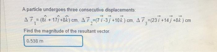 Solved A particle undergoes three consecutive displacements: | Chegg.com
