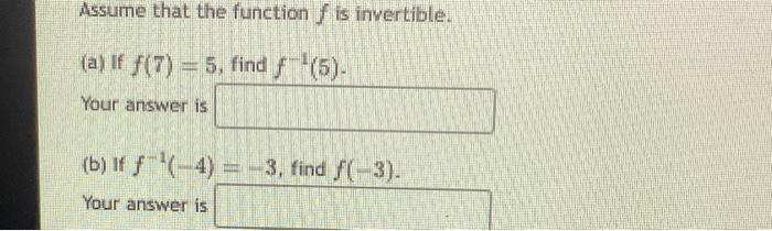 Solved Assume That The Function F Is Invertible A If