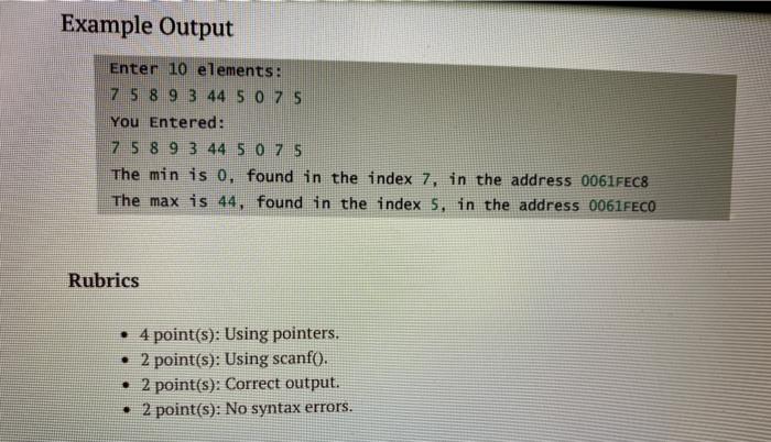 Solved Write a C program that finds the minimum and maximum | Chegg.com