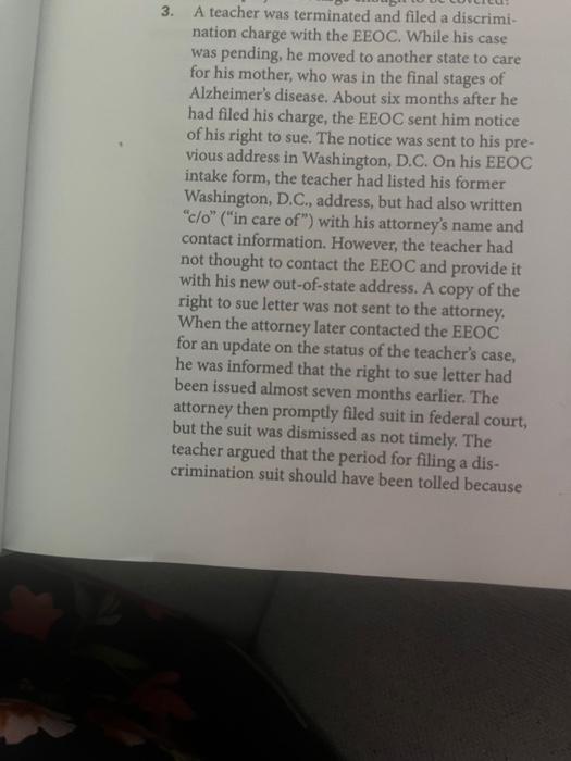 3. A teacher was terminated and filed a | Chegg.com