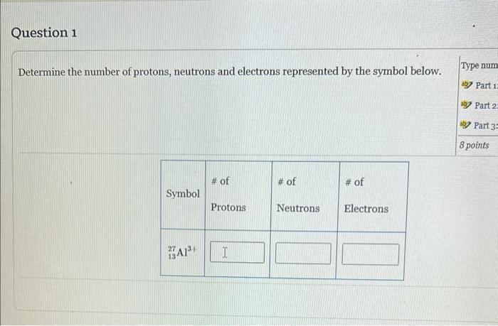 Solved Determine the number of protons, neutrons and | Chegg.com