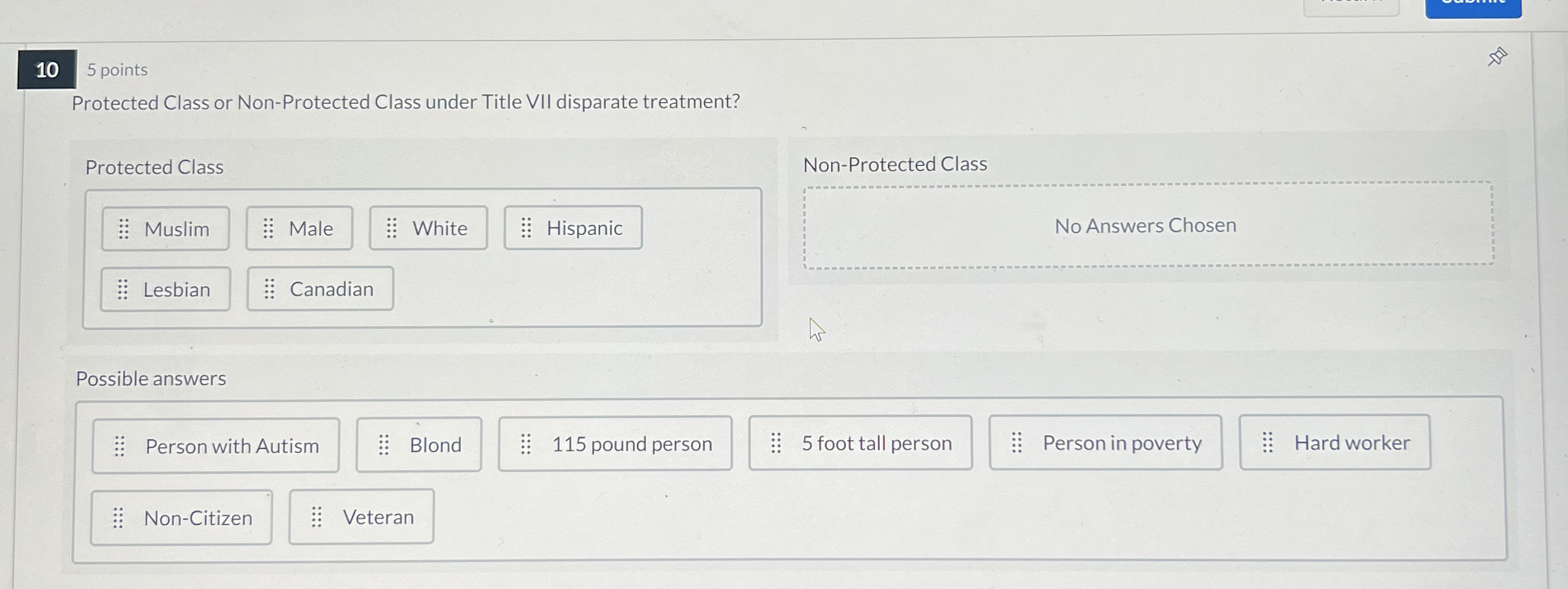Solved 5 ﻿pointsProtected Class or Non-Protected Class under | Chegg.com