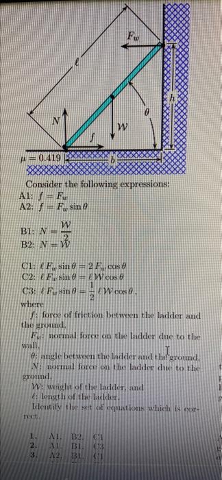 Solved A ladder rests against a vertical wall. There is no | Chegg.com