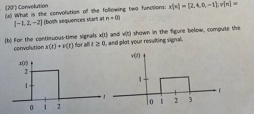 Solved (20') ﻿Convolution(a) ﻿What is the convolution of the | Chegg.com