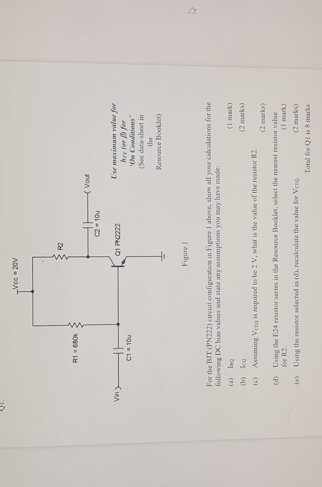 Figure 1 For the BJT (PN222) circuit configuration in | Chegg.com