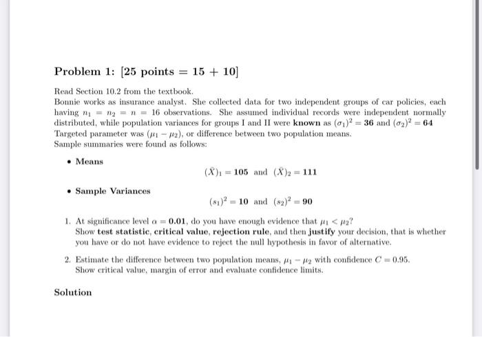Solved Problem 1: [25 points =15+10] Read Section 10.2 from | Chegg.com