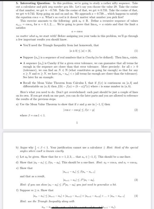 5. Interesting Question: In this problen, we're going | Chegg.com