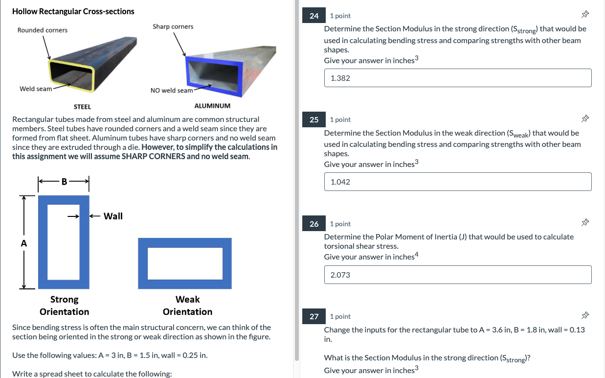 Solved 241 ﻿pointDetermine the Section Modulus in the strong | Chegg.com