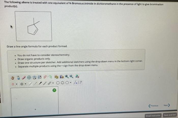 Solved The following alkene is treated with one equivalent | Chegg.com