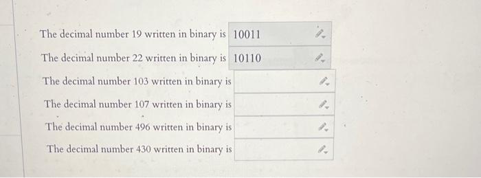 Solved The decimal number 19 written in binary is The | Chegg.com