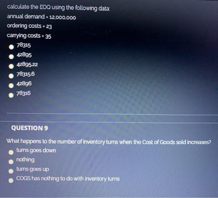 Solved calculate the EOQ using the following data: annual | Chegg.com