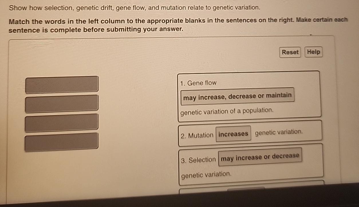 Solved Show how selection, genetic drift, gene flow, and | Chegg.com