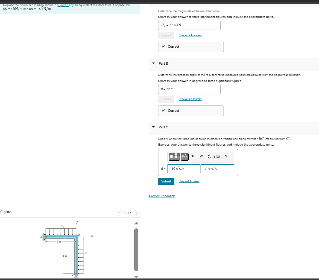 Replace the distrbuted loading shown in (Figure 1) | Chegg.com