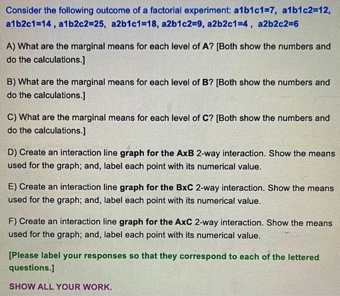 Solved Consider the following outcome of a factorial | Chegg.com