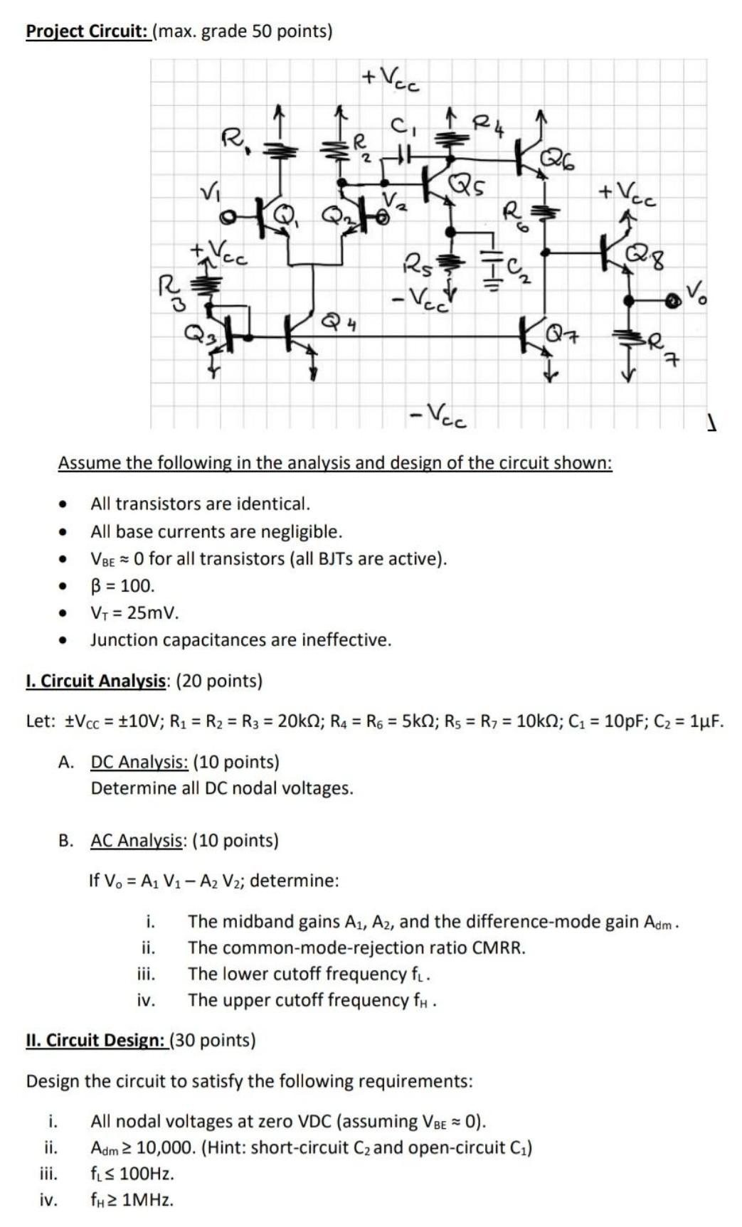 Solved Project Circuit: (max. grade 50 points) + Vec 1 R4 R. | Chegg.com