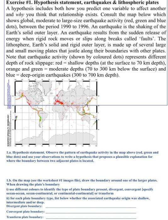Solved Exercise \#1. Hypothesis statement, earthquakes \& | Chegg.com