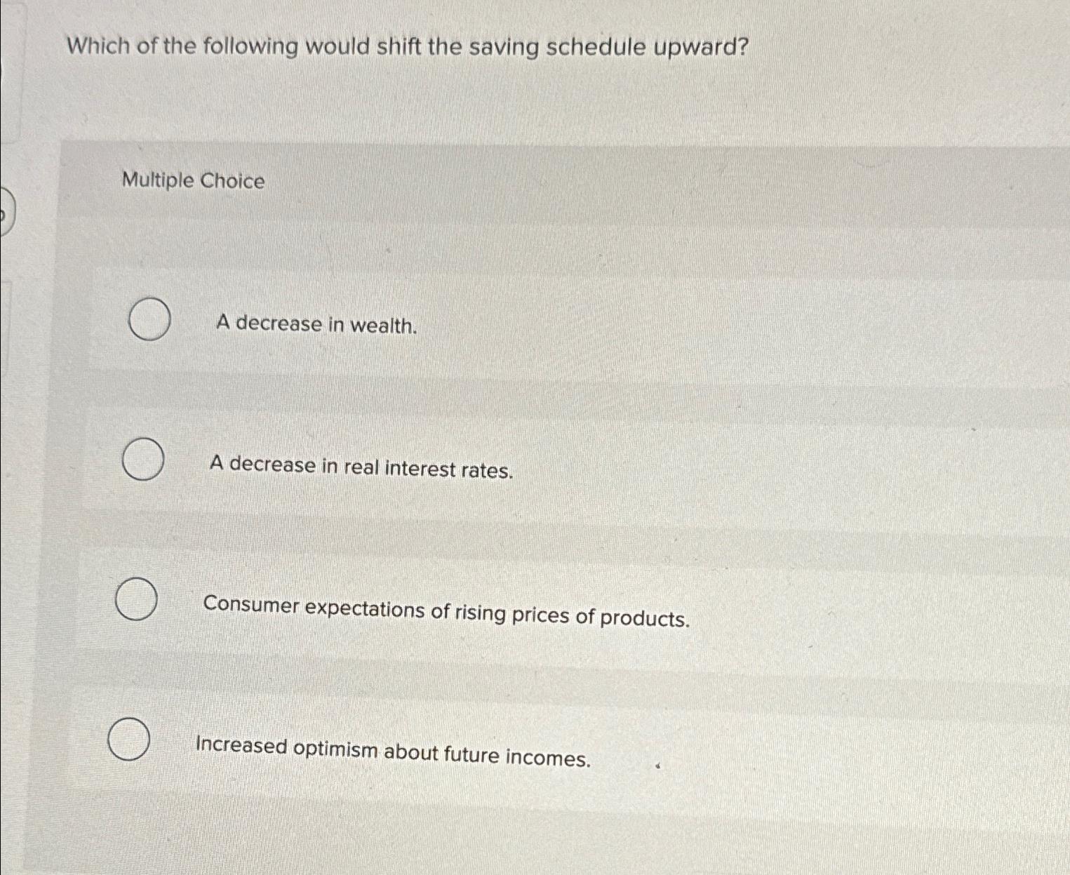 Solved Which of the following would shift the saving | Chegg.com