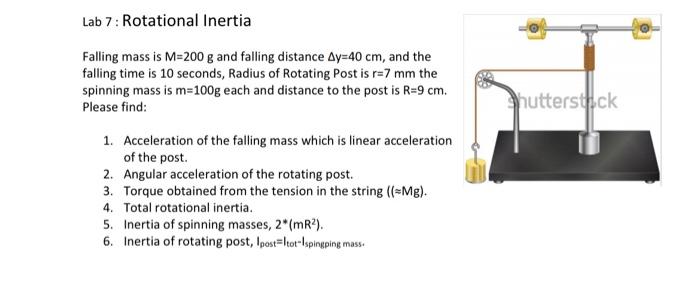 Solved Lab 7: Rotational Inertia Falling mass is M=200 g and | Chegg.com