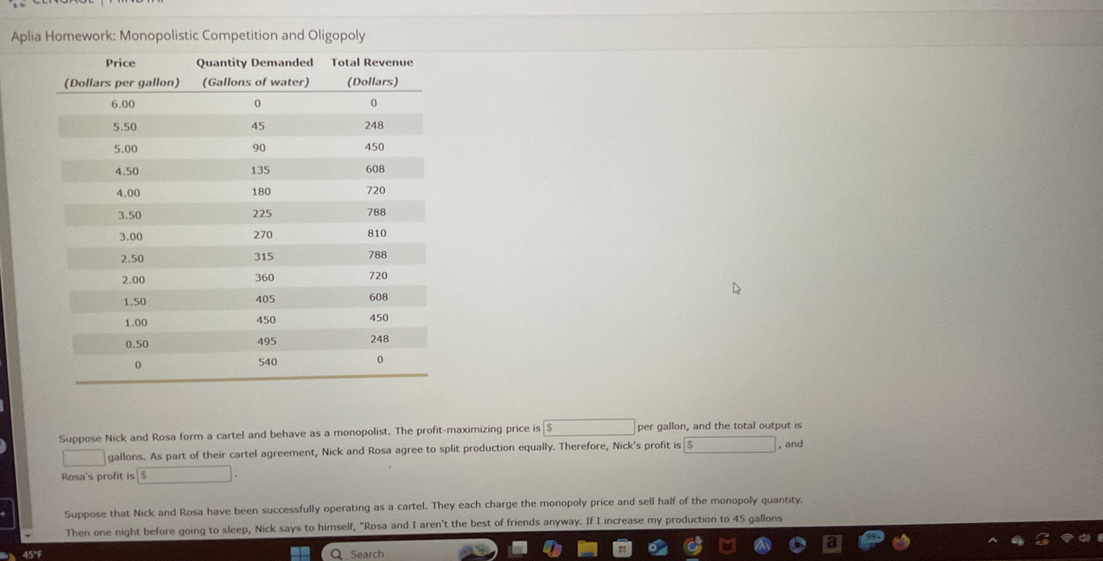 Solved Aplia Homework: Monopolistic Competition and | Chegg.com