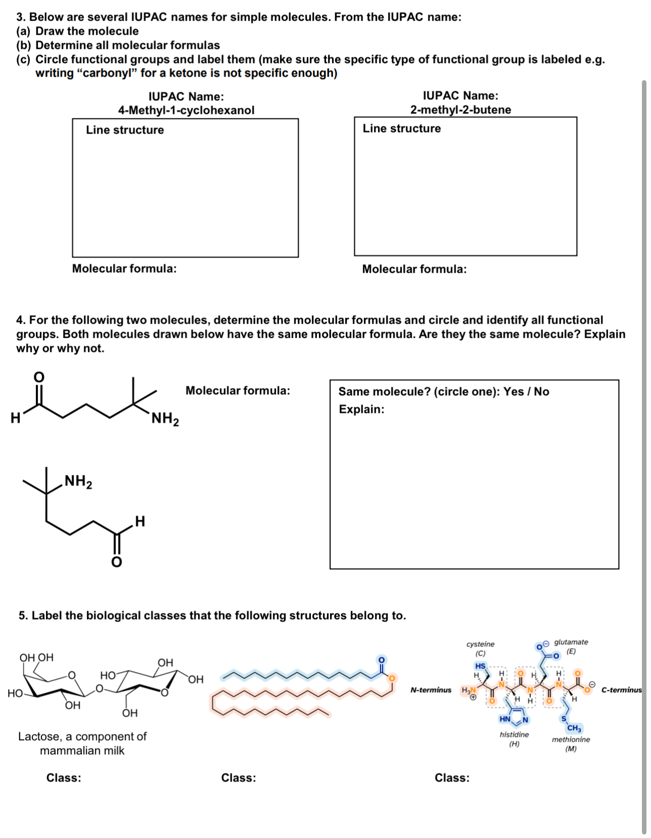 Solved Below are several IUPAC names for simple molecules. | Chegg.com