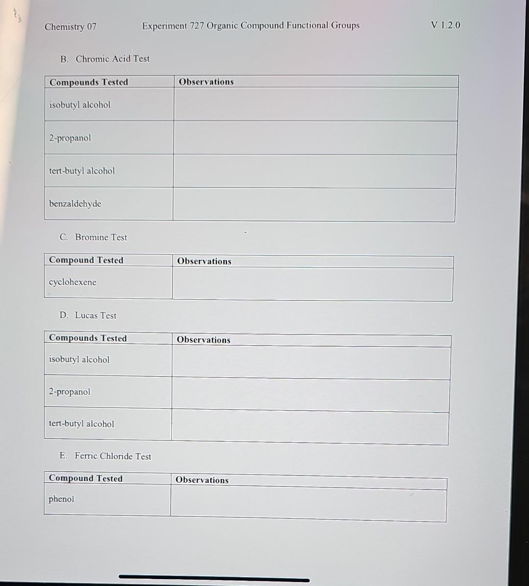 Solved Chemistry 07 Experiment 727 Organic Compound | Chegg.com