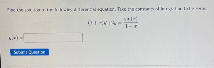 Solved Find the solution of the following differential | Chegg.com