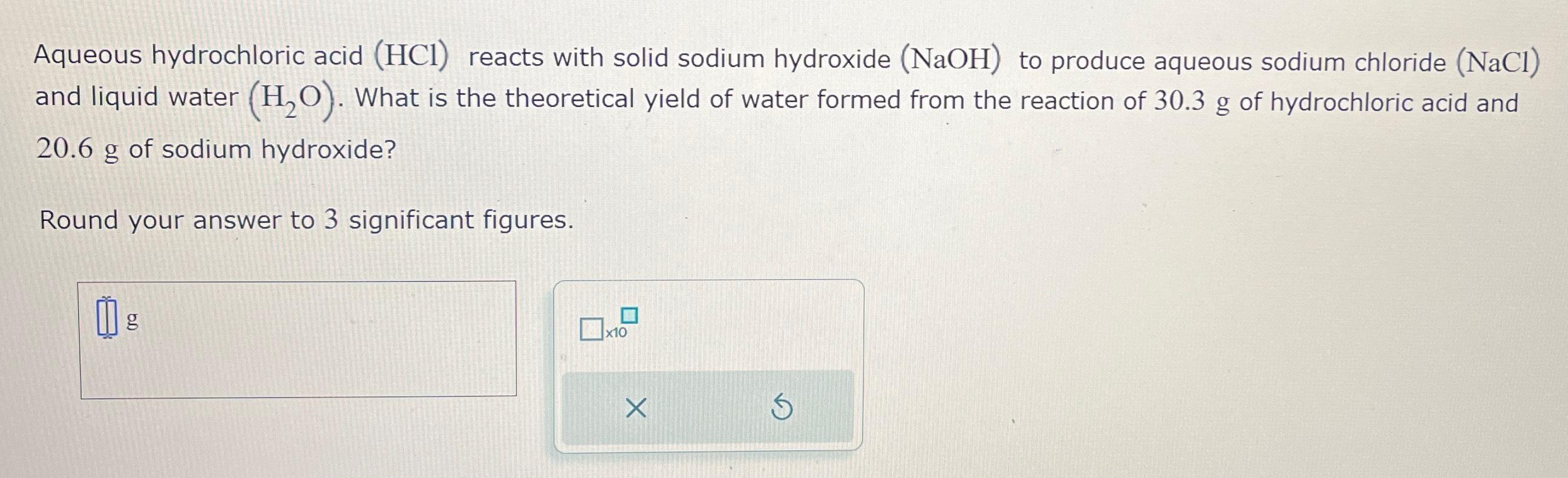 Solved Aqueous hydrochloric acid (HCl) ﻿reacts with solid | Chegg.com