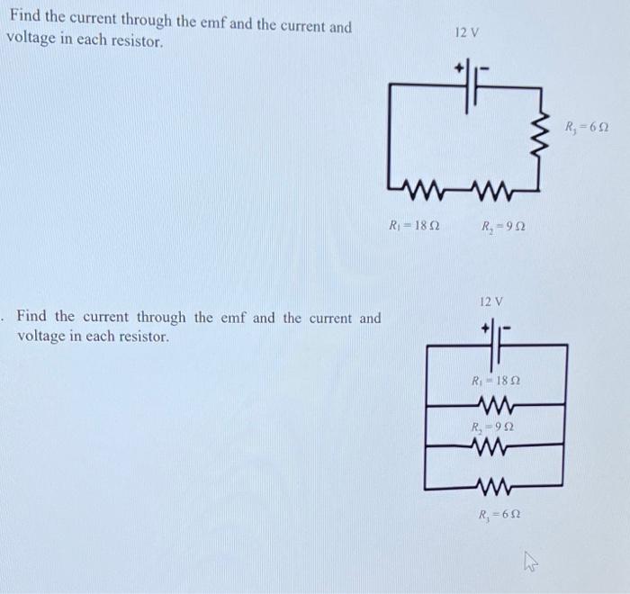 Solved Find the current through the emf and the current and | Chegg.com