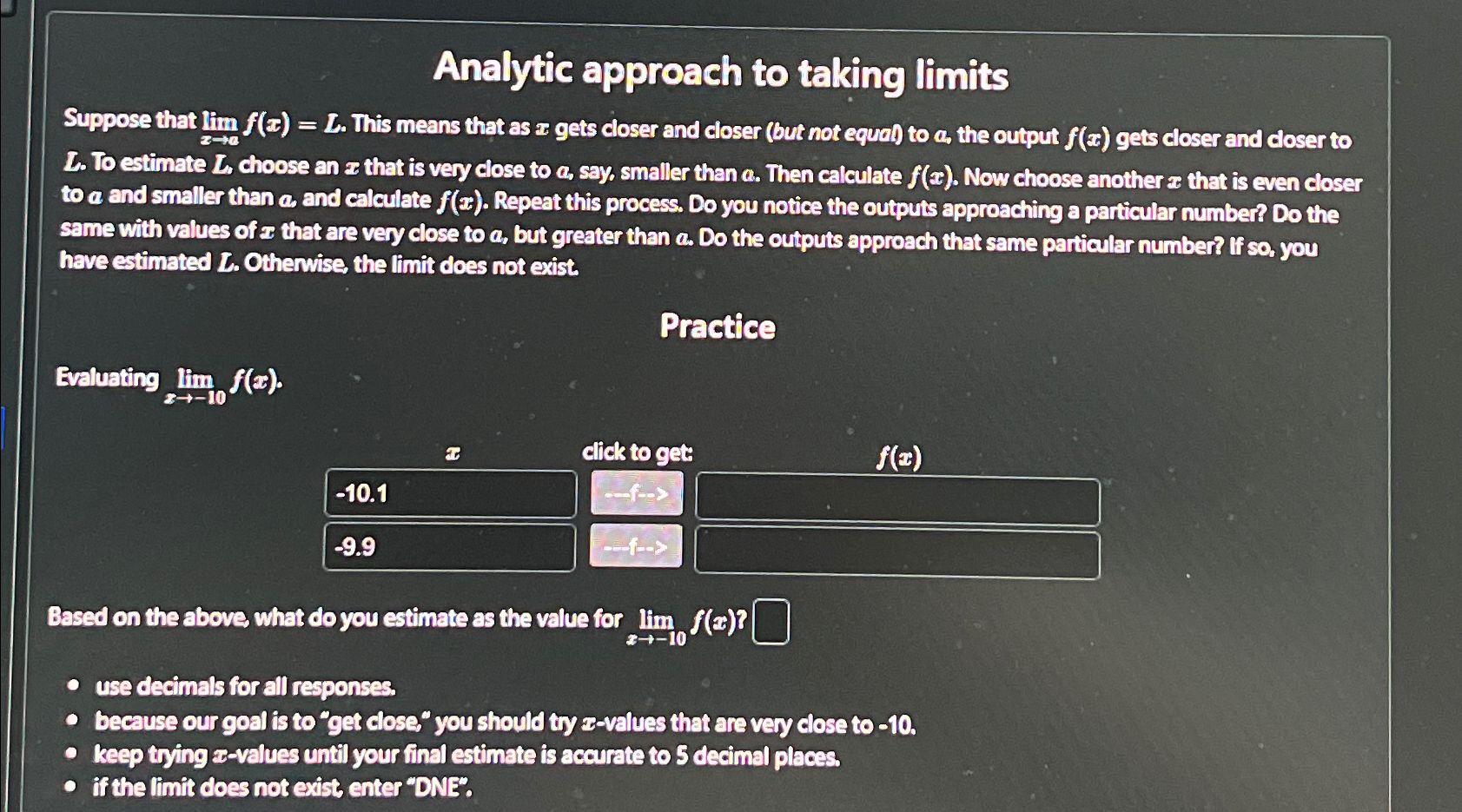 Solved Analytic approach to taking limitsSuppose that | Chegg.com